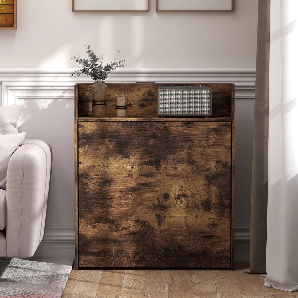 HOMCOM Skládací jídelní stůl s regálem, industriální design, úspora místa, pro malé prostory, 80x90x93cm, rustikální hnědá