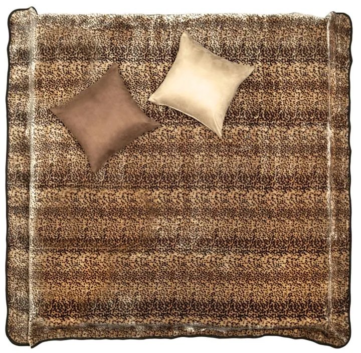 SCANquilt přehoz LUXUS drobný leopard hnědočerná 220 x 240 cm