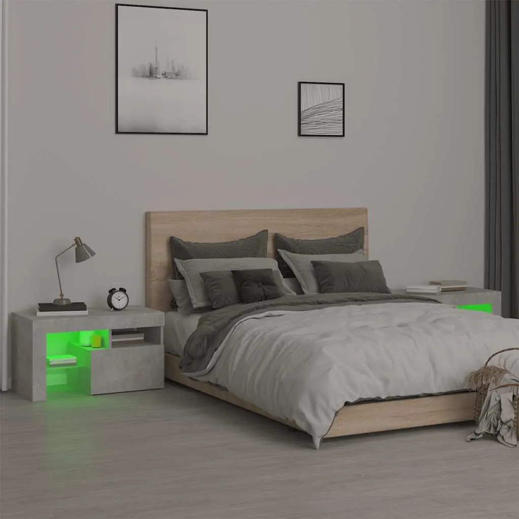 Noční stolky 2 ks s LED osvětlením betonově šedé 70x36,5x40 cm 3152773