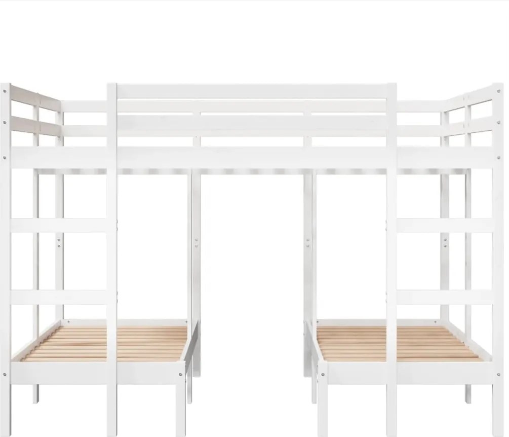 Rám trojité patrové postele bílý 140x200/70x140 cm borovice 3308578
