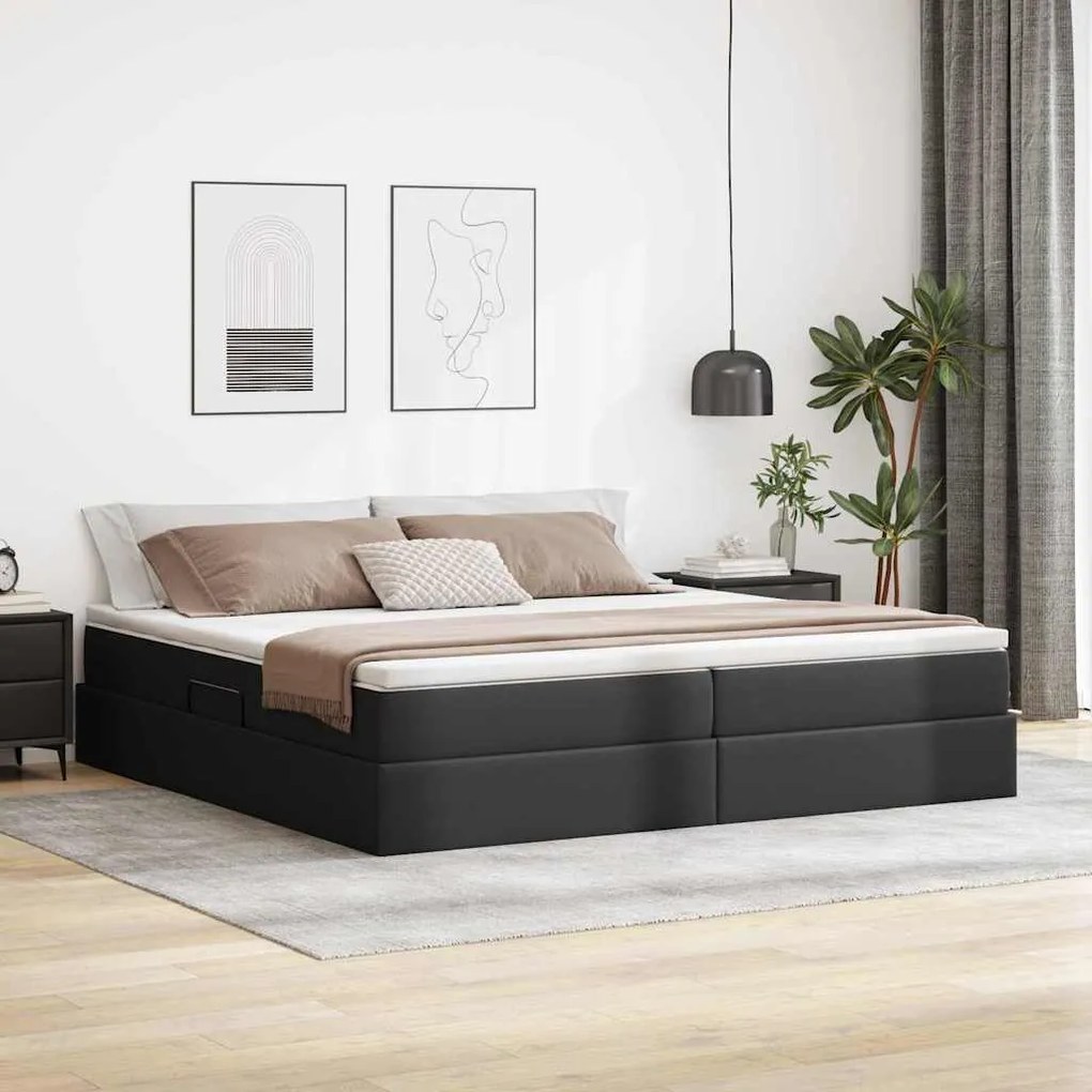 Postel s úložným prostorem a matrací Černá 200 x 200 cm 3370178