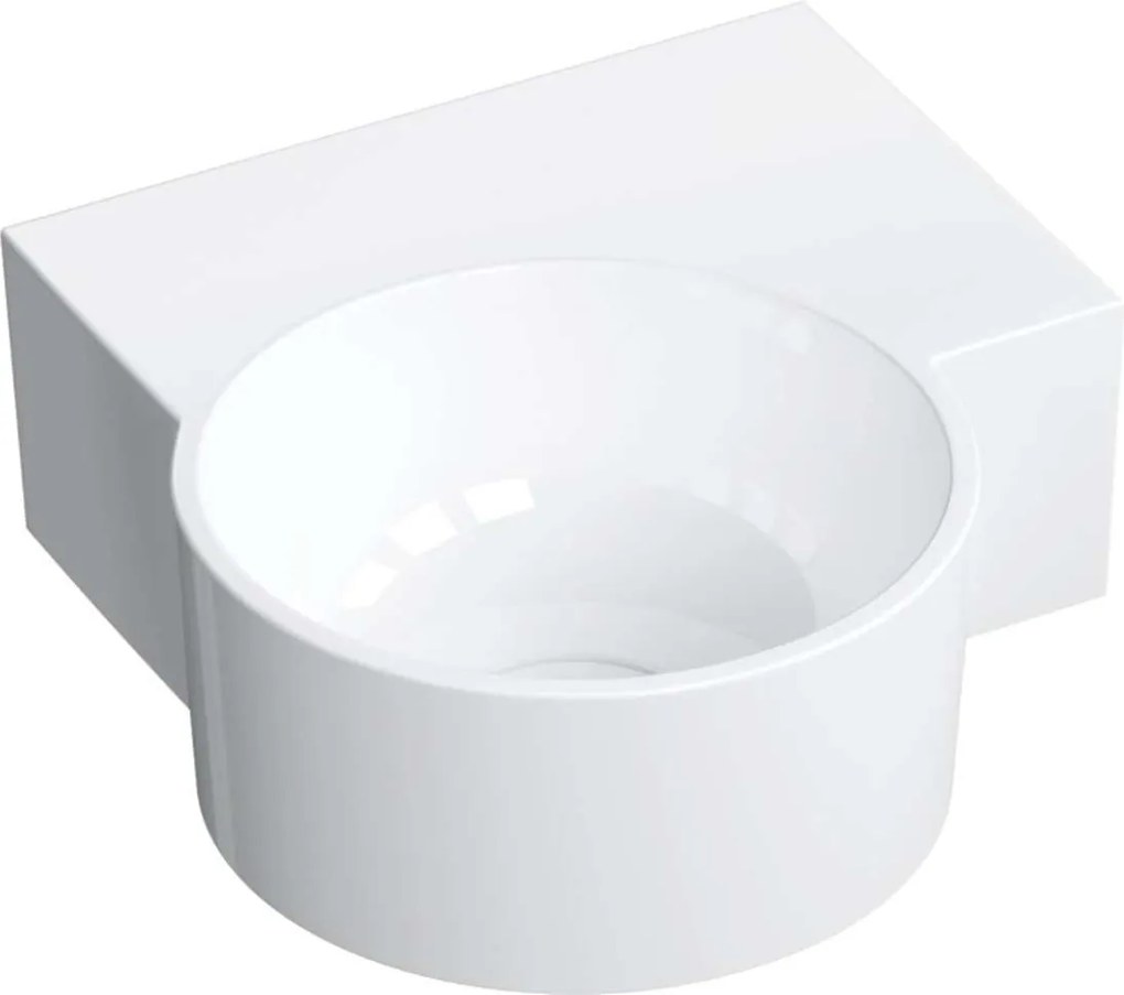 OMNIRES Ovo M+ - Umývátko 34x35 cm, bez přepadu, bez otvoru pro baterii, pravé, bílá OVO335UWPBP