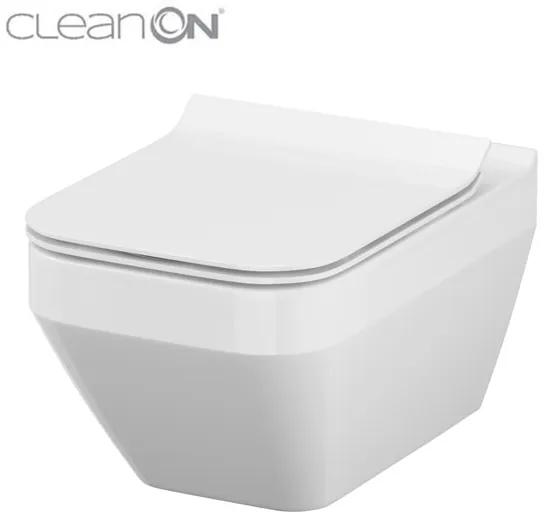 Cersanit Crea WC mísa závěsná hranatá CeanOn bez sedátka, bílá, K114-016