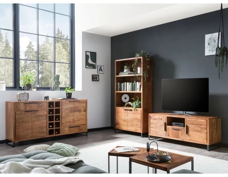 furniture-nabytek.cz - Masivní knihovna Sidora z akácie, lakovaná, hnědá