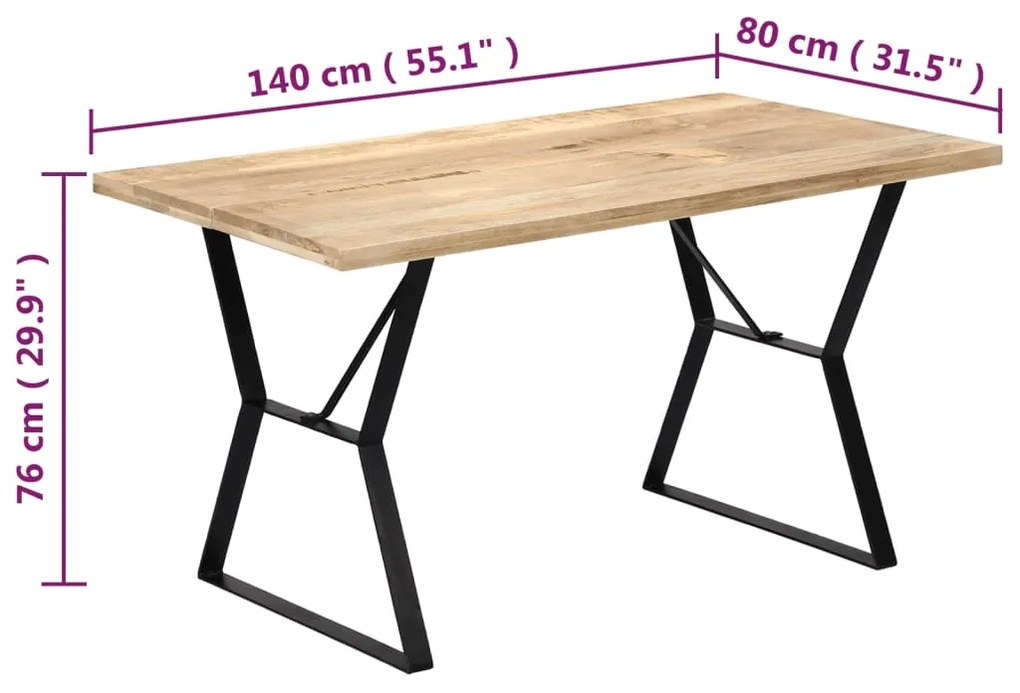 Jídelní stůl 140 x 80 x 76 cm masivní mangovníkové dřevo - Default Title