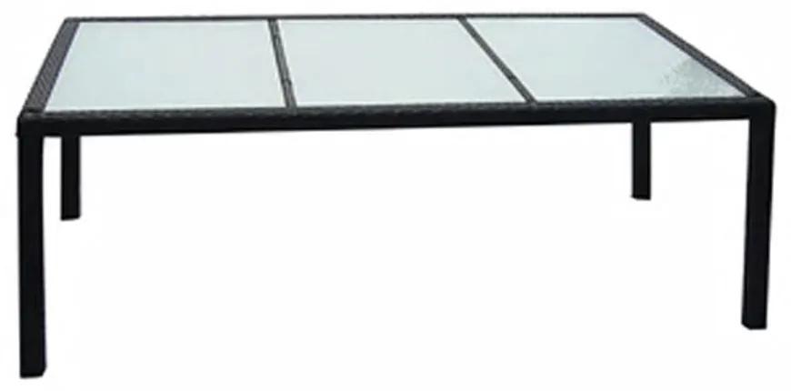 42564 vidaXL Venkovní jídelní stůl, polyratan, 190x90x75 cm, černý