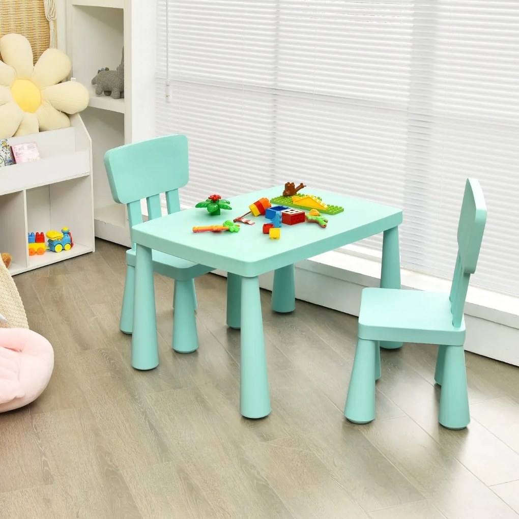Costway 3 PCS. Kindersitzgruppe Kindertisch mit 2 Stühlen Kindermöbel – zelený