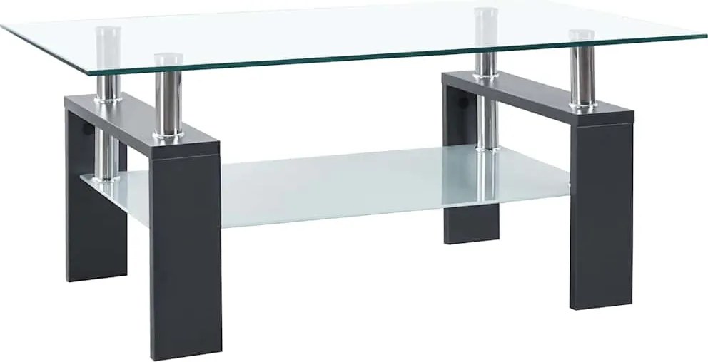 Konferenční stolek šedý a průhledný 95x55x40 cm tvrzené sklo 330305