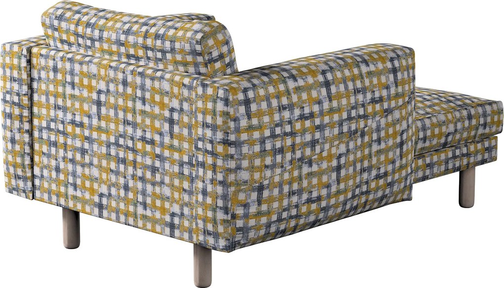 Potah na IKEA Norsborg šezlong s loketními opěrkami barva modrá látka pletený vzor, vzorované
