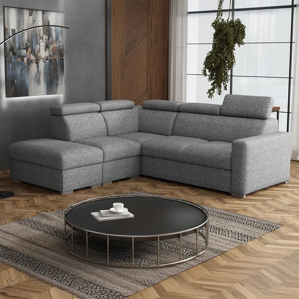 Sedací souprava PEDRO L | 230x250 cm | rozkládací + 2x úložný prostor | polohovatelné záhlavníky | VÝBĚR TKANIN