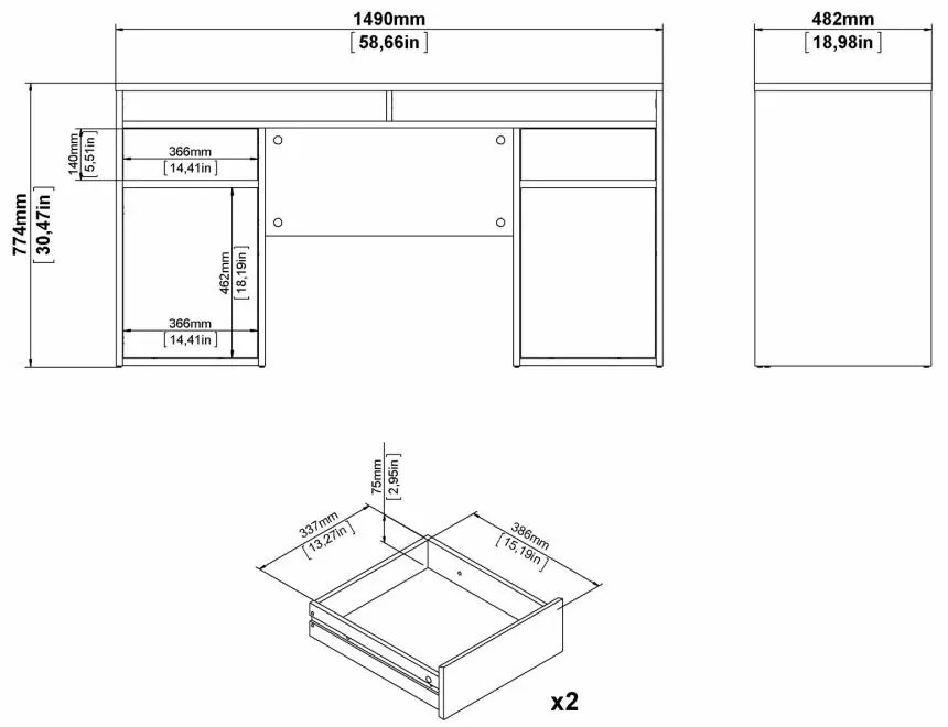 Tvilum Psací stůl Felix 481/02 bílý lesk