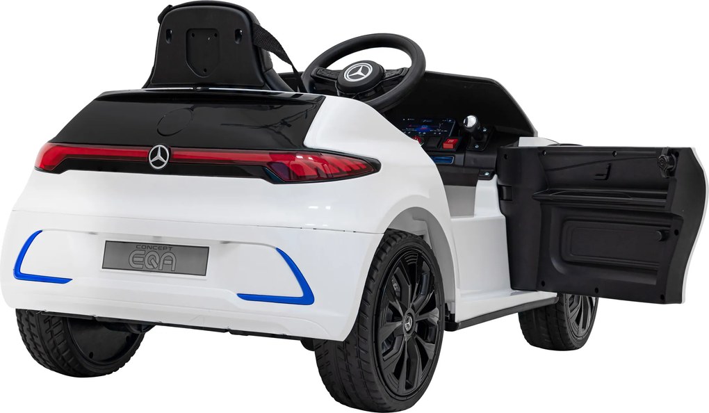 Ramiz Elektrické auto Mercedes Benz AMG EQA pro děti bílé + dálkové ovládání + 5bodové pásy + EVA kola + MP3 displej + LED