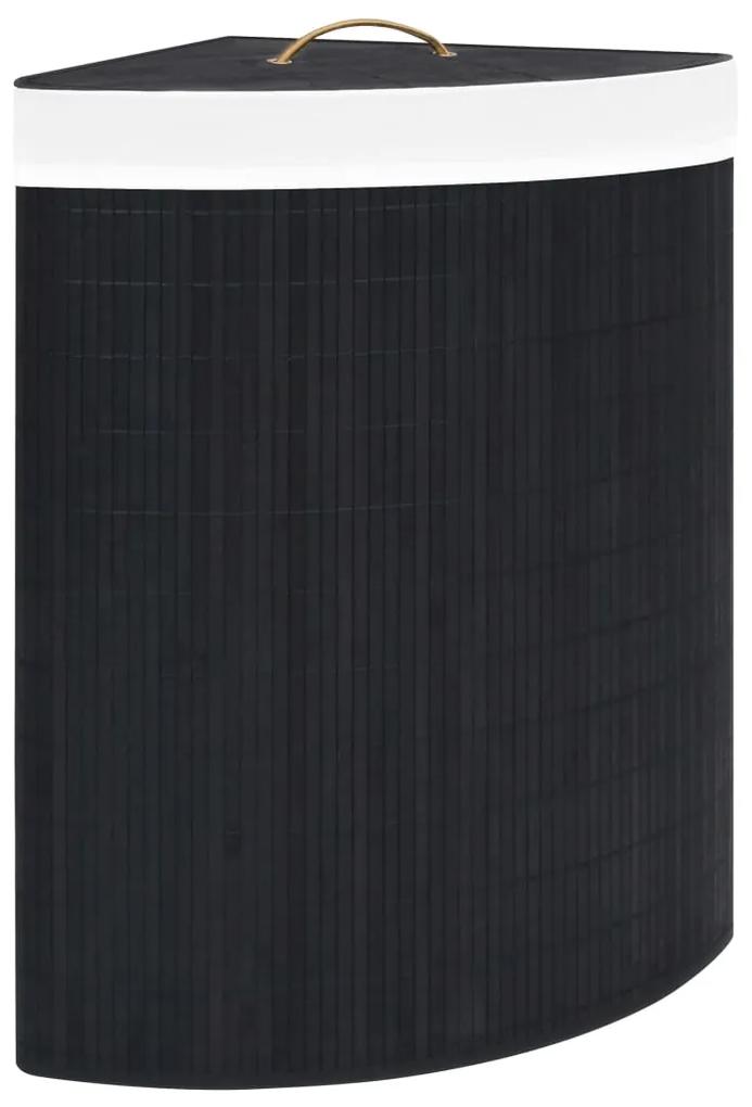 vidaXL Rohový bambusový koš na prádlo černý 60 l