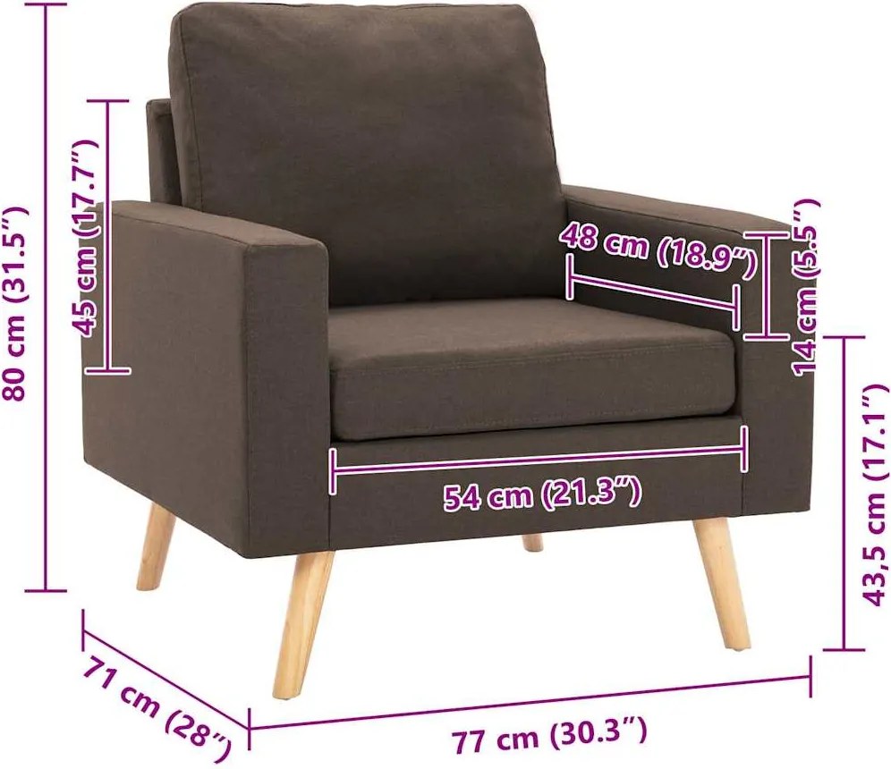 Křeslo hnědé textil 288695