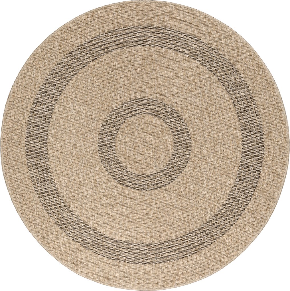 Ayyildiz, Kusový koberec Comilla 886 Black kruh, 200x200 (průměr) kruh, hnědá, chodba / předsíň