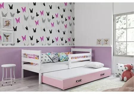 Dětská postel s výsuvnou postelí ERYK 200x90 cm Bílá Ružové
