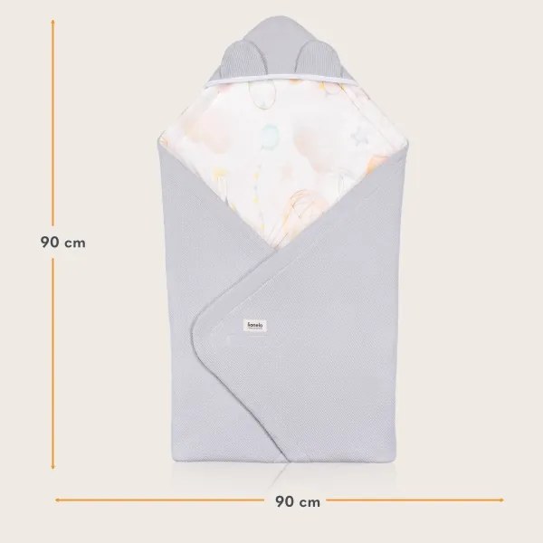 Lionelo - Zavinovačka do autosedačky TRAVEL SWADDLE 90x90 cm Grey Baloon