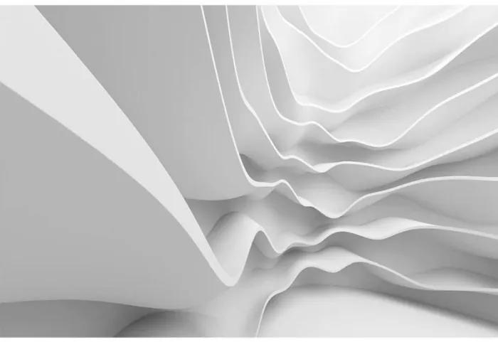 DIMEX | Samolepicí vliesová fototapeta na zeď 3D futuristická vlna MA-5-0295 | 375 x 250 cm | bílá, šedá