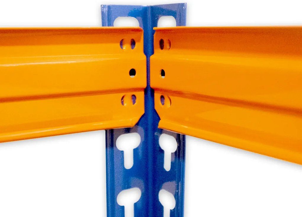 Fistar Regál 1800x1200x600 mm PROFESIONÁLNÍ, lakovaný 4-policový, nosnost 1600 kg - MODRO-ORANŽOVÝ