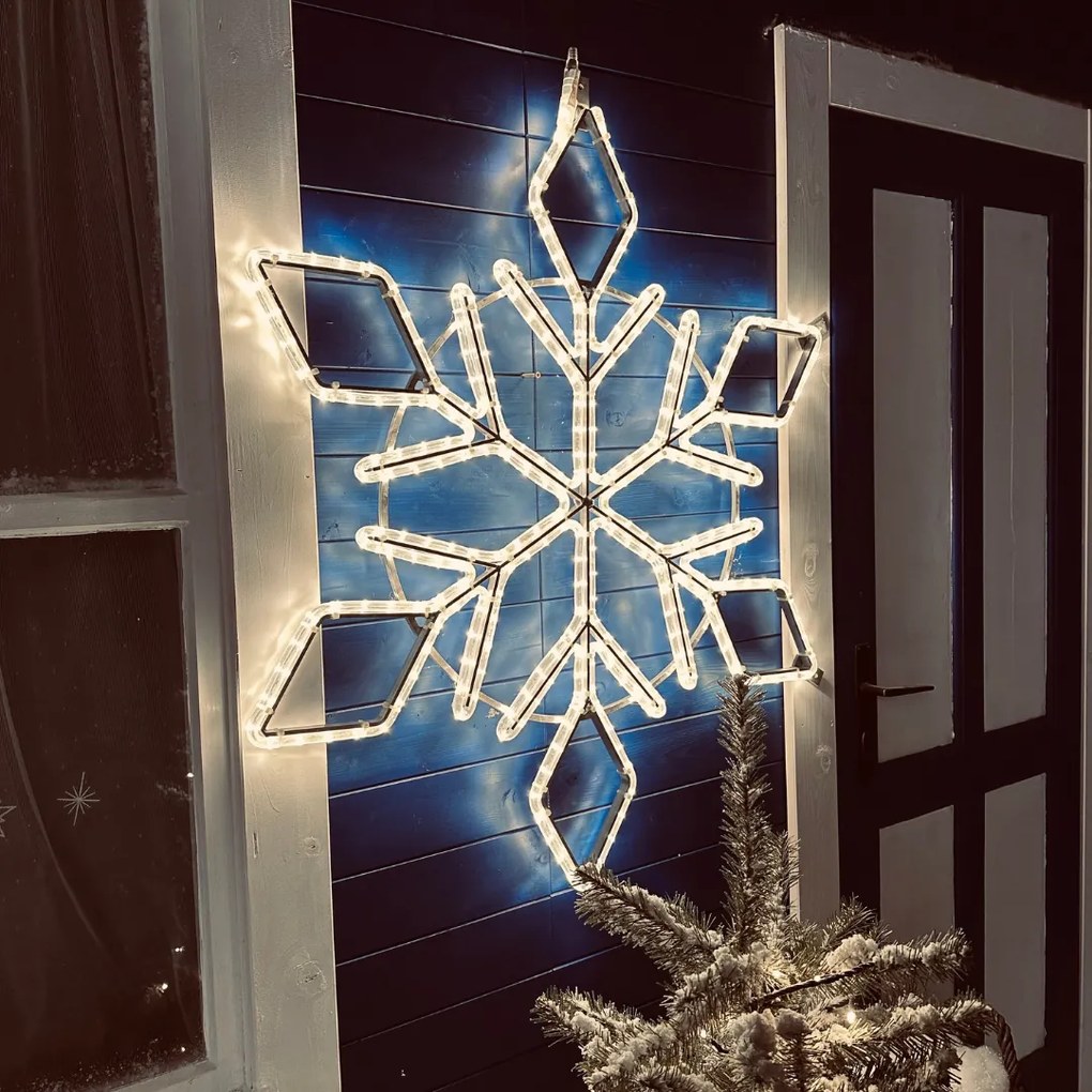 Easy Fix 2D LED světelná vločka I., Ø 100 cm, teple bílá, závěsný, hliník