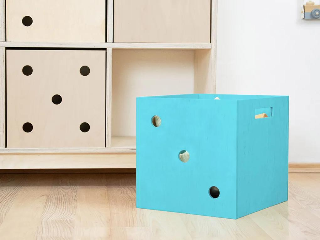 Benlemi Dřevěný úložný box DICE s čísly ve stylu hrací kostky Zvolte barvu: Tmavě šedá, Zvolte variantu: Čtyřka