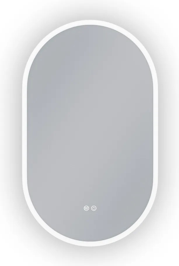 Erga Demi, oválné LED zrcadlo 60x100cm, 3 barvy světla, přední osvětlení, topná podložka proti zapaření, ERG-V01-Demi-6010-CL