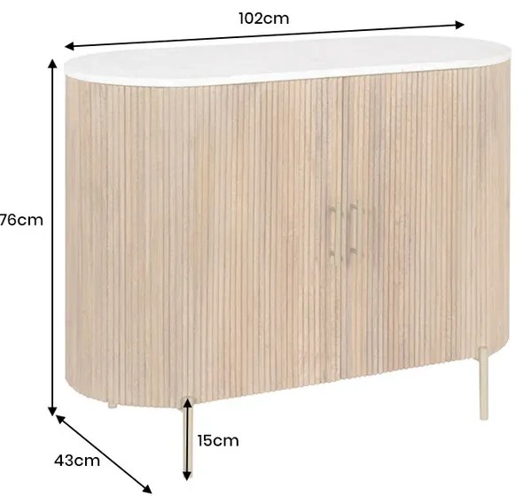 Massive home | Komoda TRESSA 105 cm z masivního mangového dřeva/mramoru