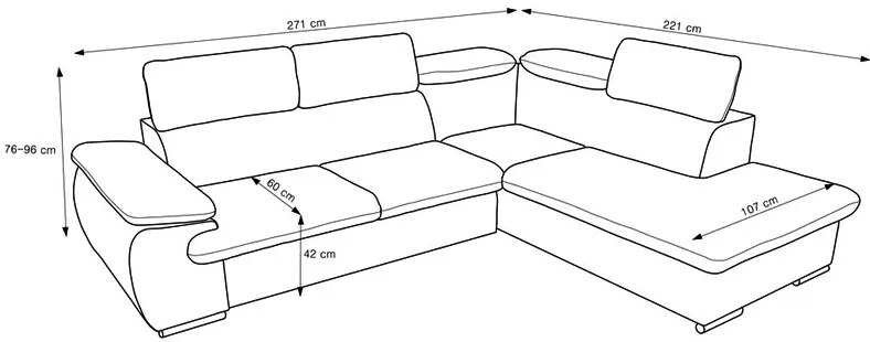 Rohová sedací souprava Viera, petrolejová látka, pravý roh