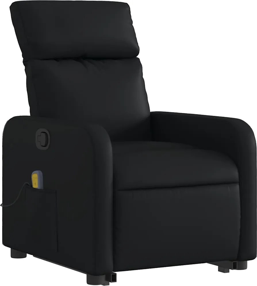 Zvedací masážní polohovací křeslo černé umělá kůže 3206756