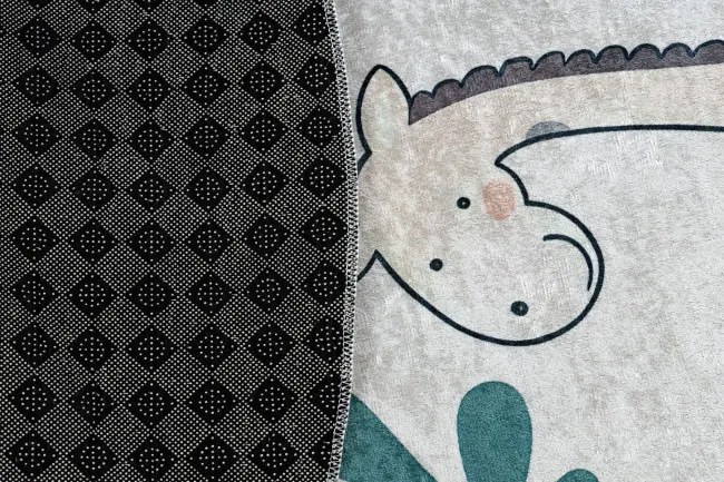 Dětský koberec protiskluzový BAMBINO 61570 krémový / zelený kruh
