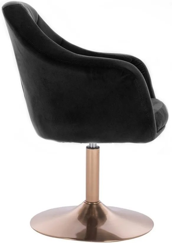 LuxuryForm DESIGN Otočné křeslo ANDORA VELUR na zlatém talíři - černé