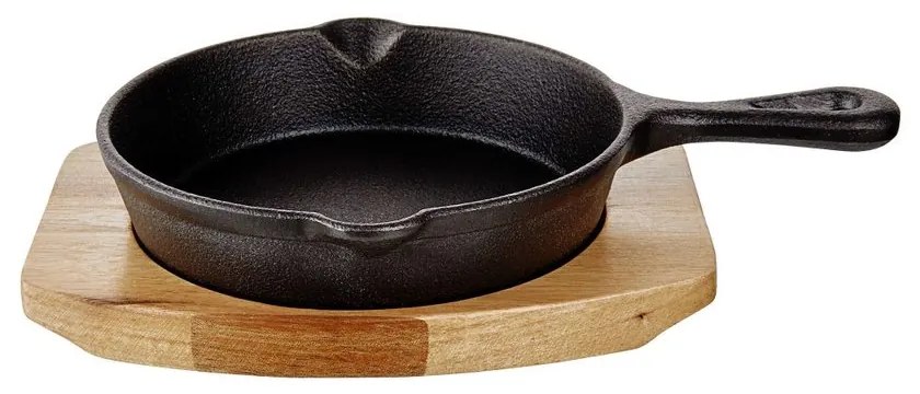 Butlers HOT IRON Servírovací pánev s rukojetí a dřevěným podnosem
