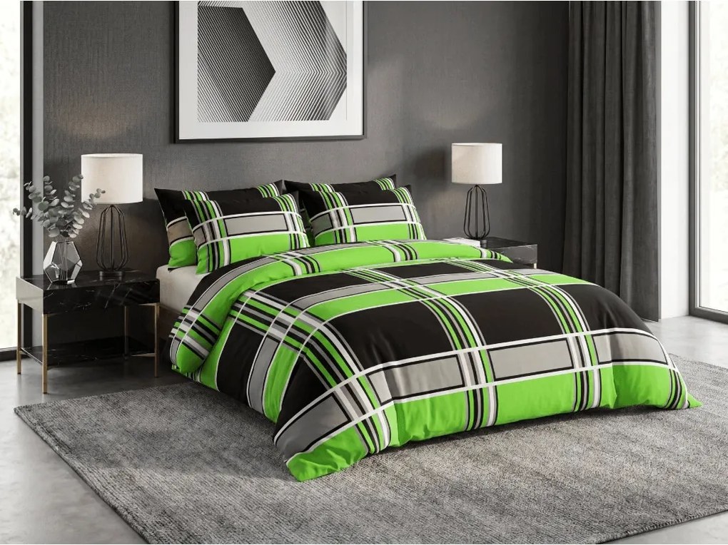 Polybavlněné povlečení KARO POLY zelené Rozměr povlečení: 70 x 90 cm | 140 x 220 cm