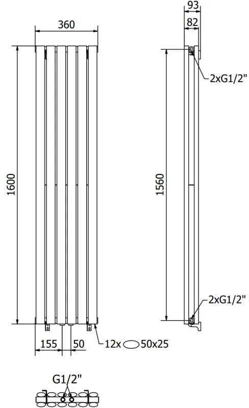 Mexen Dallas designový radiátor 1600 x 360 mm, 1039 W, Bílá - W214-1600-360-00-20