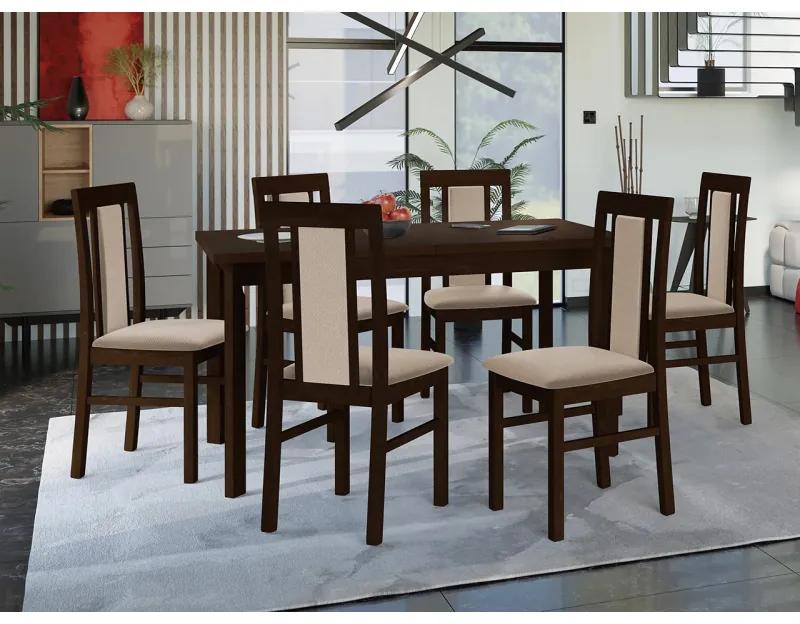 Rozkládací stůl se 6 židlemi - AL34, Barva dřeva: ořech, Potah: Hygge D91
