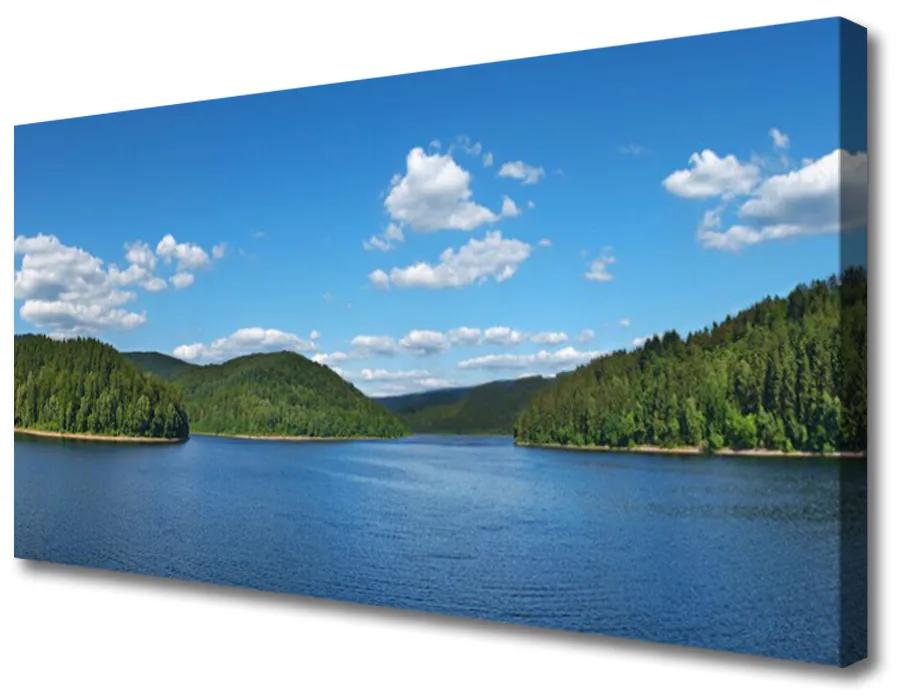 Obraz na plátně Jezero Les Krajina 140x70 cm