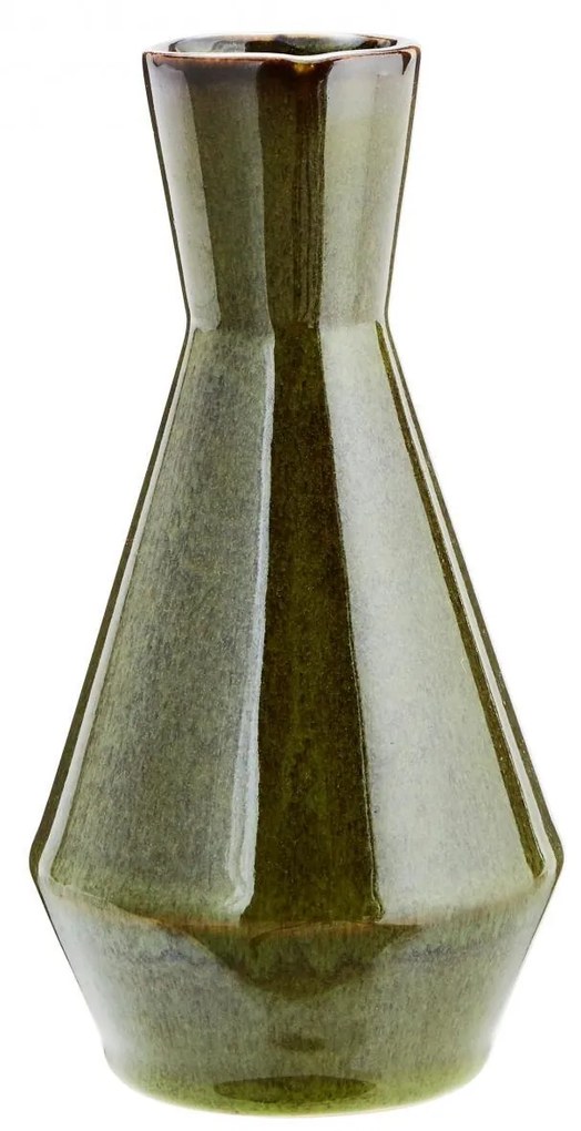 MADAM STOLTZ Keramická vázička Olive Green, zelená barva, šedá barva, keramika