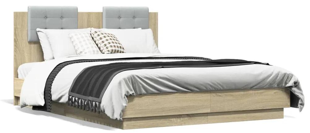 Rám postele s čelem dub sonoma 140 x 190 cm kompozitní dřevo,  3209949