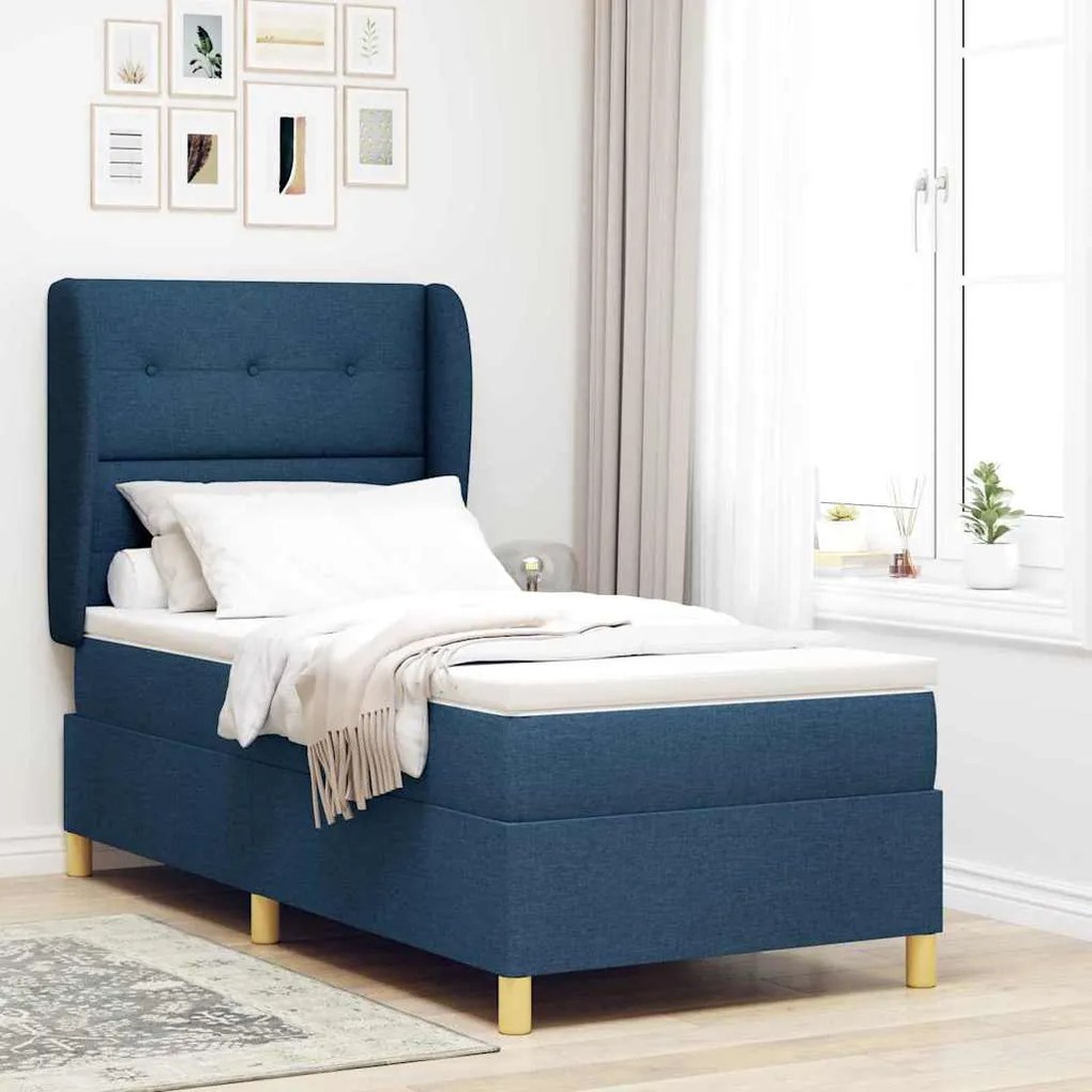 Postel s boxspringem s čelo Modrá 200 x 80 cm textil 3340724