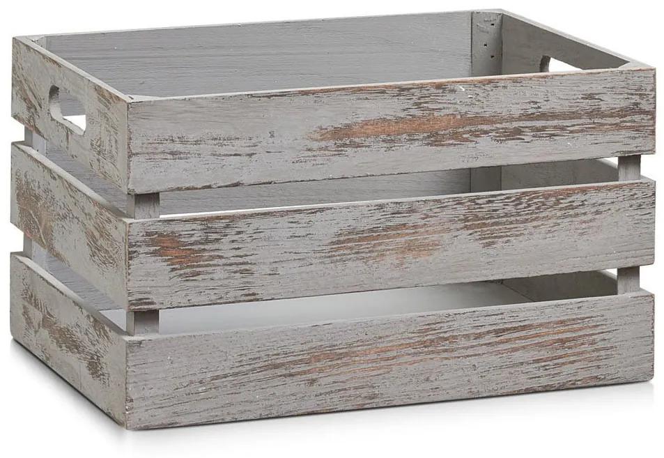 Ukládací box VINTAGE, dřevěný, barva šedá, 35x25x20 cm, ZELLER