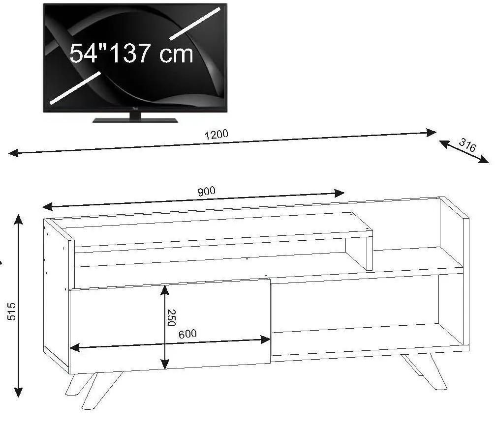 TV stolek TROYA 120 cm bílý