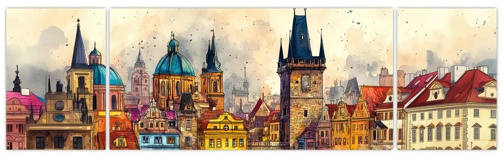 Obraz - Podzim v malovaném městě (170x50 cm)