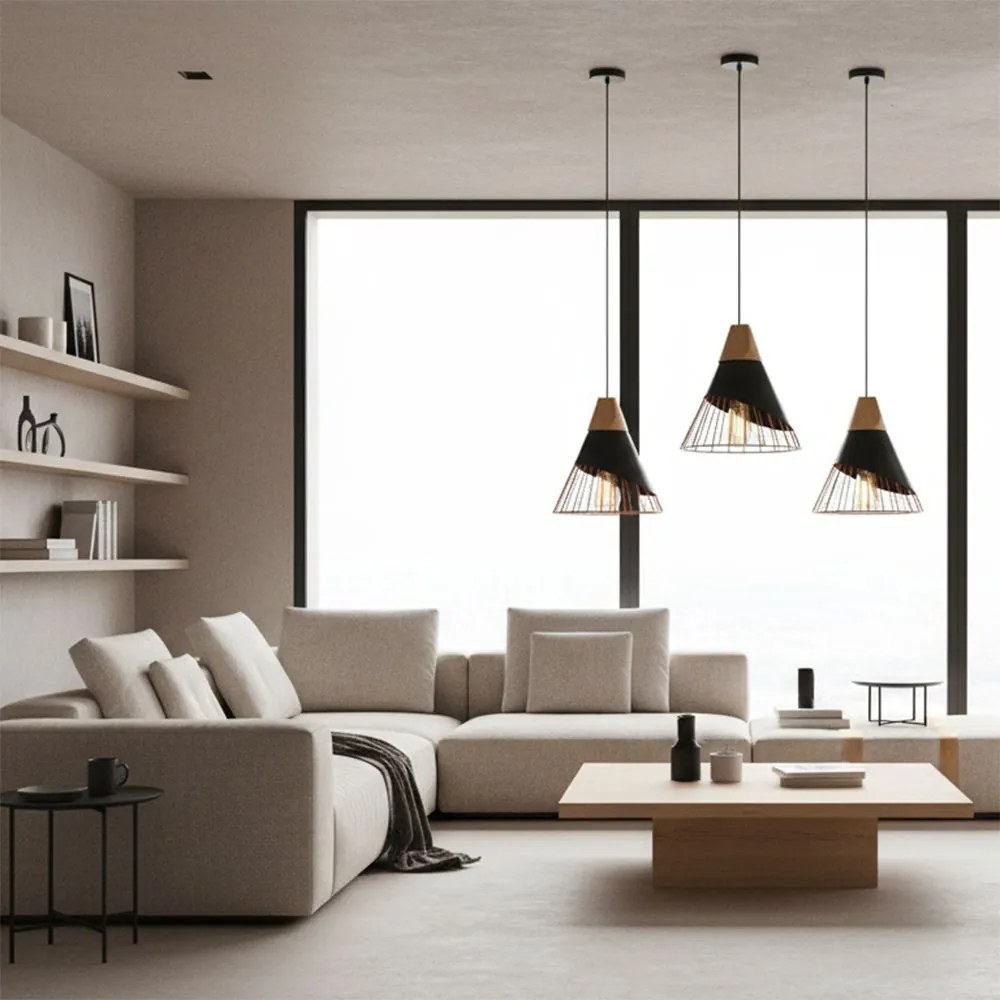 Toolight - Skandidávská závěsná stropní lampa APP225-1CP, černá-hnědá-růžová zlatá, OSW-00892