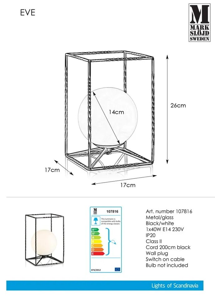 Černá stolní lampa Markslöjd Eve Table Black