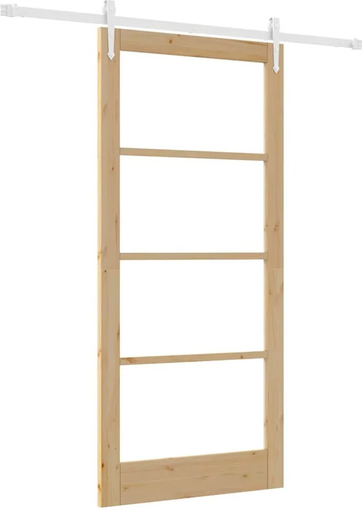 Posuvné dveře 93 x 202 cm Masivní borové dřevo a sklo Přírodní 3332371