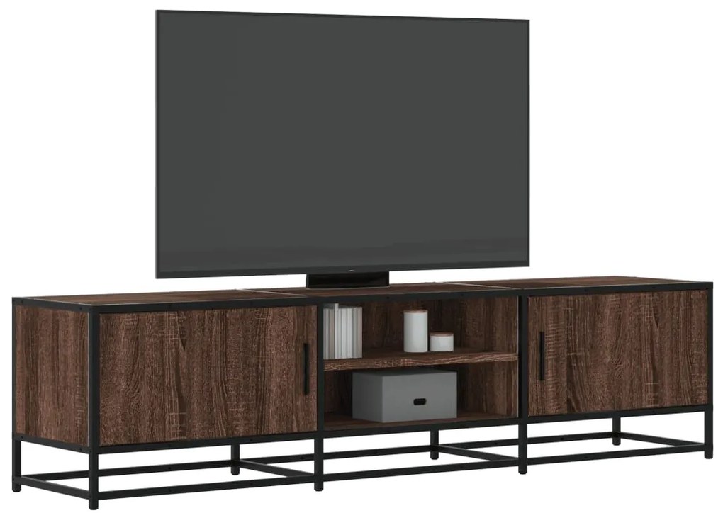 TV skříňka hnědý dub 160 x 35 x 41 cm kompozitní dřevo a kov