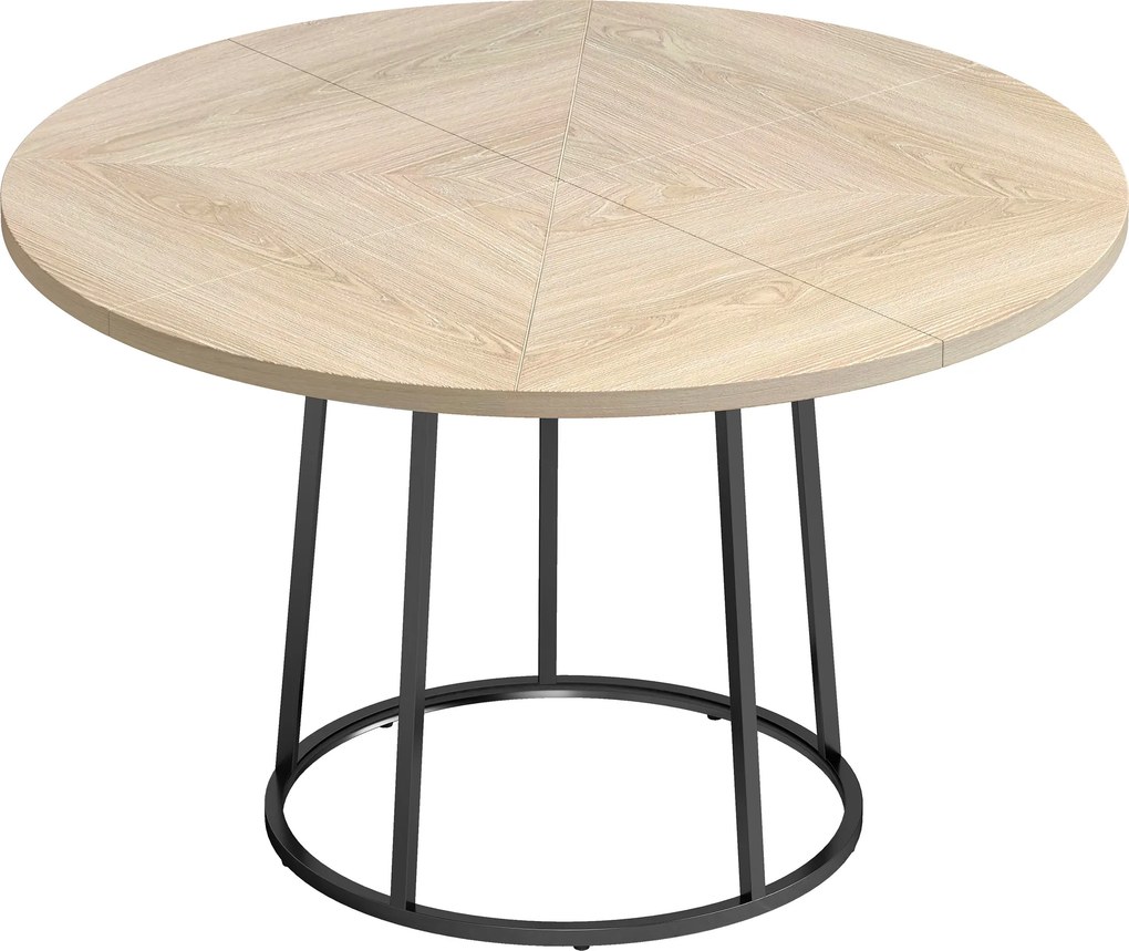 HOMCOM Kulatý jídelní stůl pro 4–6 osob, Ø 120 x 75 cm, kuchyňský stůl s kuželovou kovovou konstrukcí, přírodní dřevo