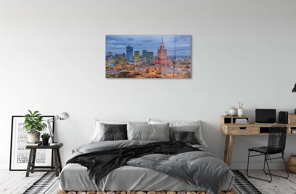 akrylový obraz Warsaw Panorama západu slunce 100x50 cm