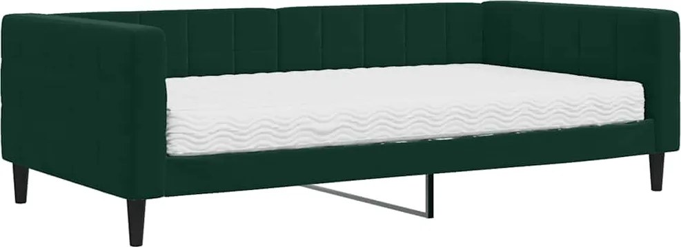 Válenda s matrací tmavě zelená 100 x 200 cm samet 3196676