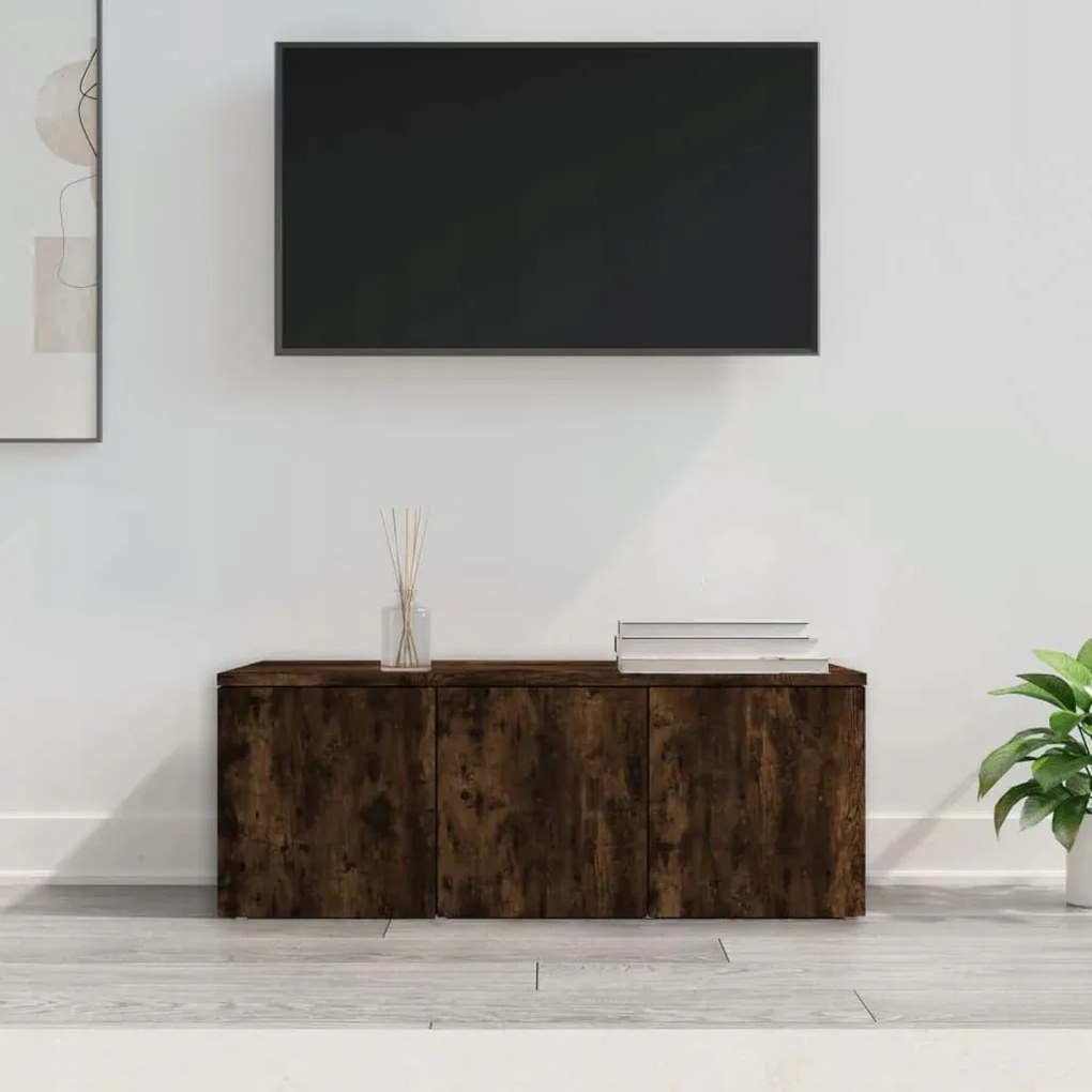 Tv Stolek Betonově Šedý 80 X 34 X 30 Cm Kompozitní Dřevo Kouřový dub